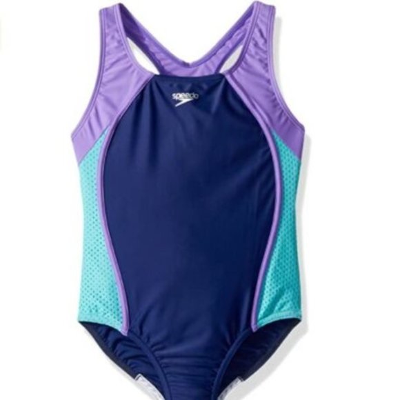 Speedo | Swim | Speedo Girls Mesh Thick Strap One Piece Blue 7 | Poshmark